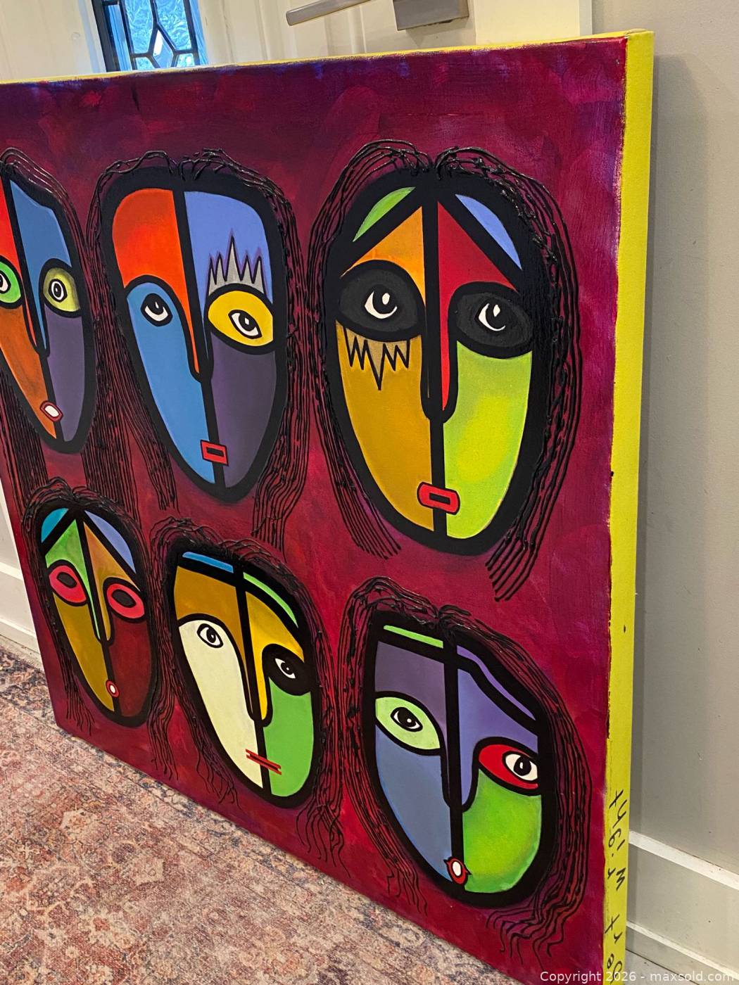 Signed Robert Wright abstract painting 36x36 | Maxsold