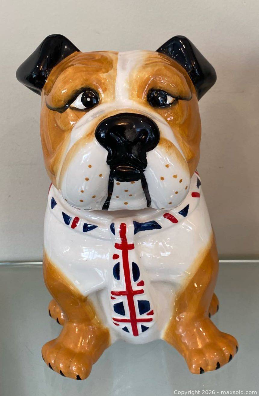 Vintage English Bulldog Union Jack Ceramic Cookie Jar | Maxsold