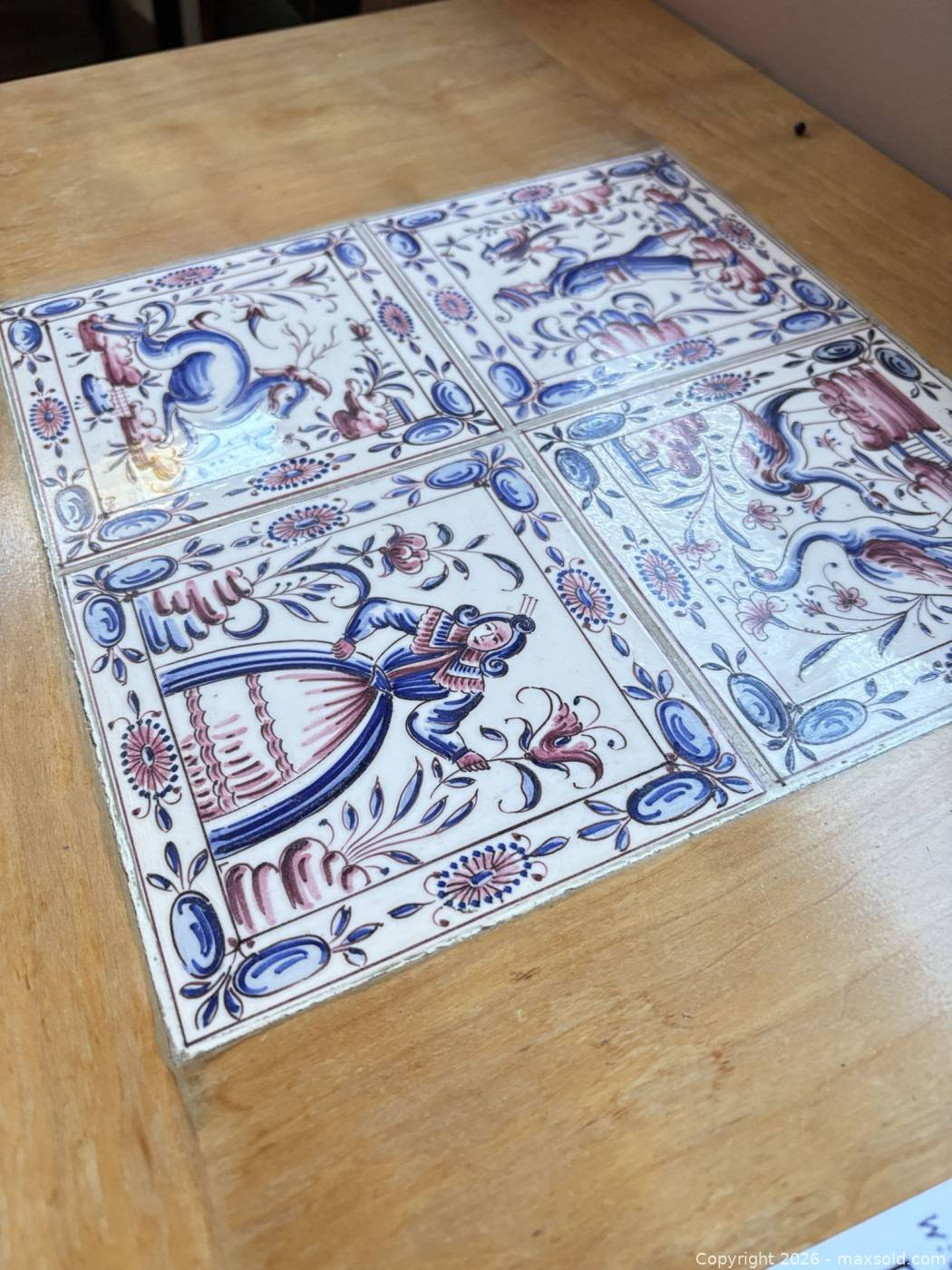 Console table with Delft-style tile inset | Maxsold