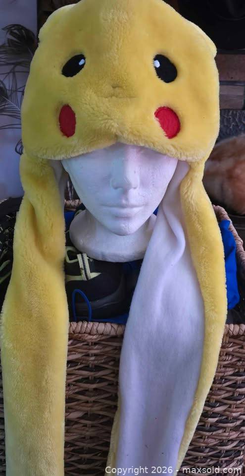 Pikachu character hat with scarf mittens | Maxsold
