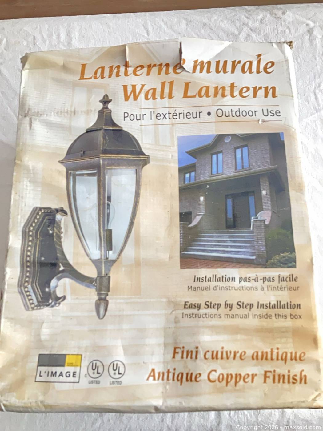 L'IMAGE antique copper outdoor wall lantern | Maxsold