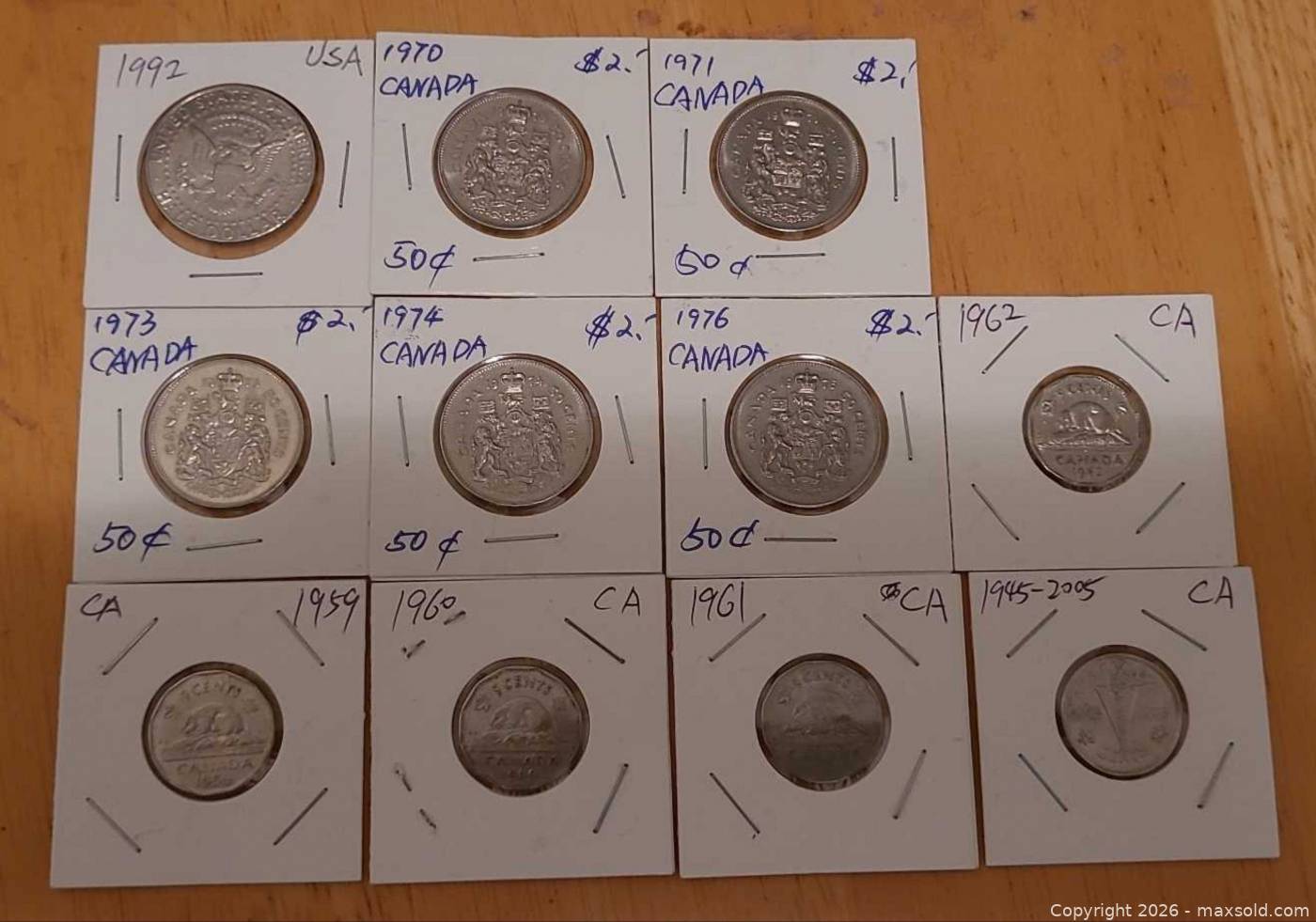 Mixed Canada & USA Coins 1959-2005, 11 In Flips | Maxsold
