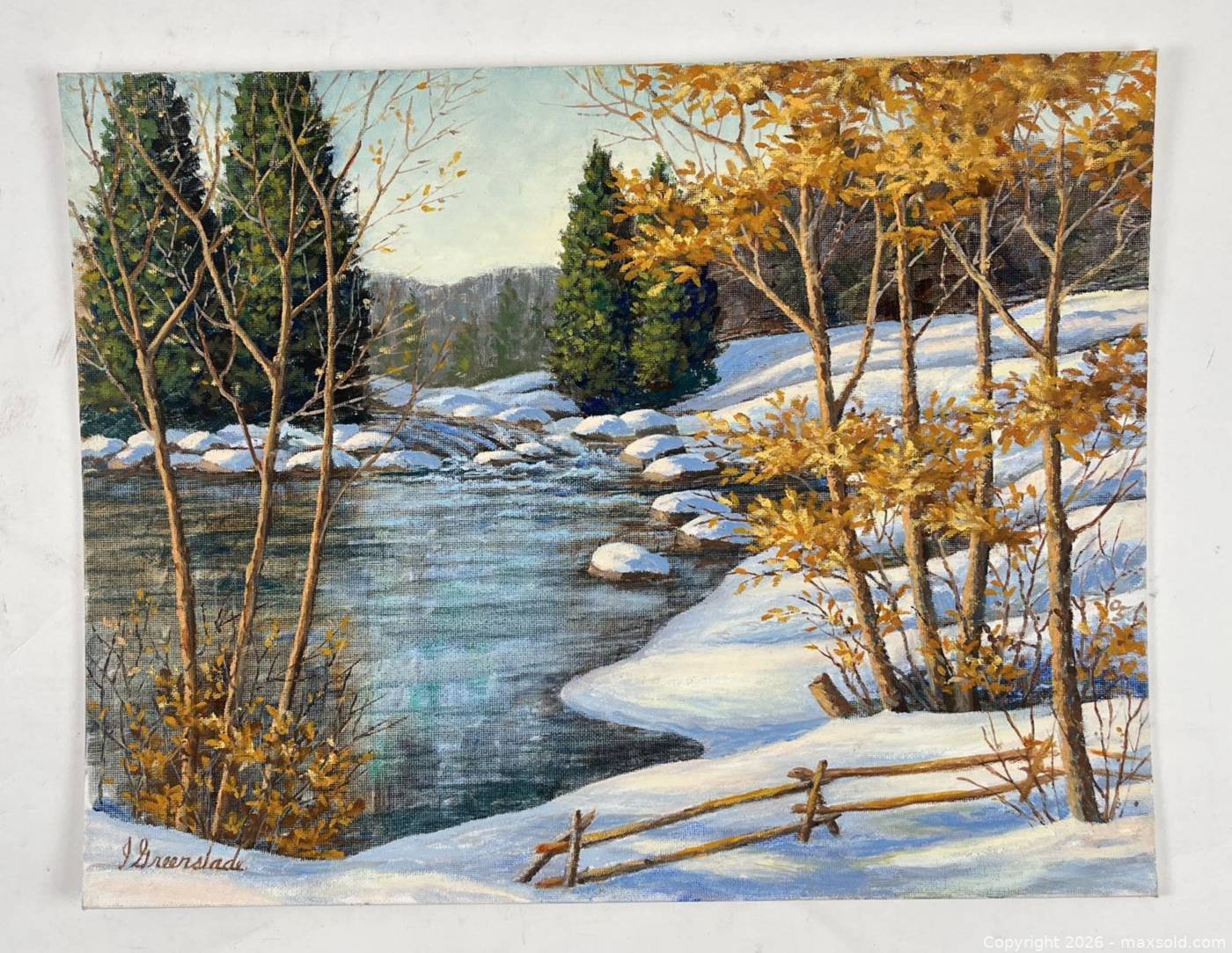 Jean Greenslade acrylic landscape paintings x2 | Maxsold