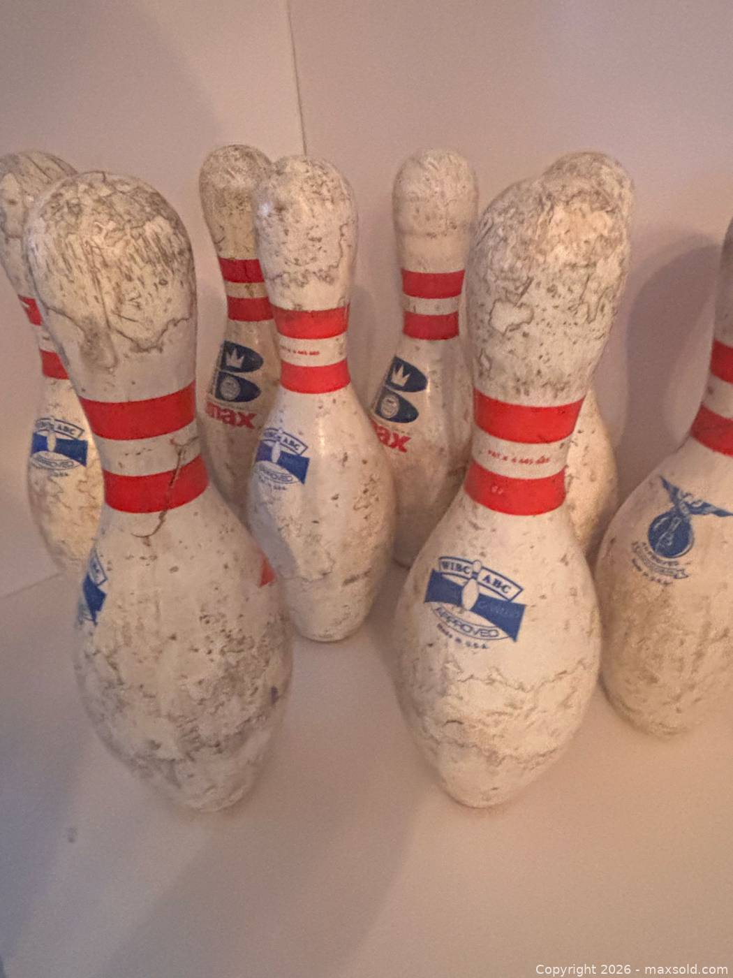 Vintage solid wood bowling pins, 8 | Maxsold