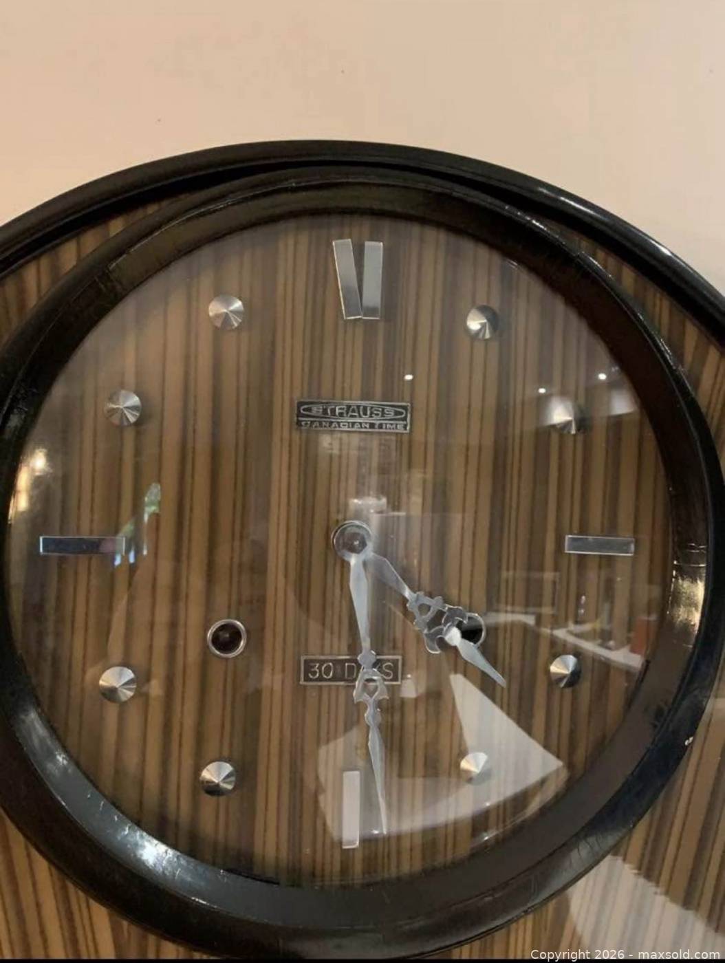 Vintage Strauss 30-Day Wall Clock With Key | Maxsold