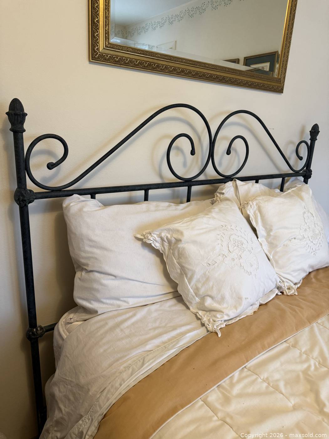 Vintage wrought iron queen headboard | Maxsold