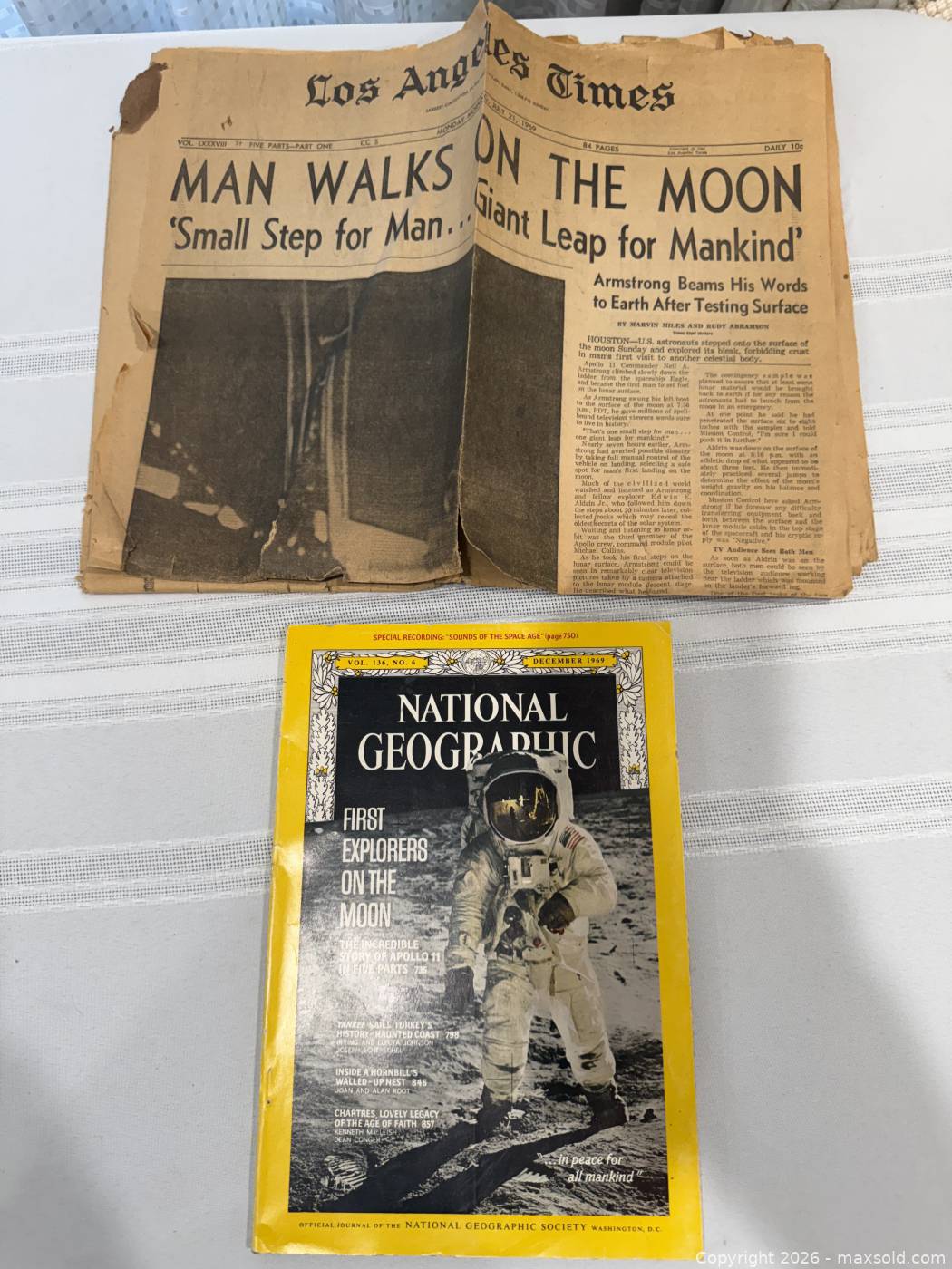 1969 Moon Landing Newspaper & National Geographic | Maxsold