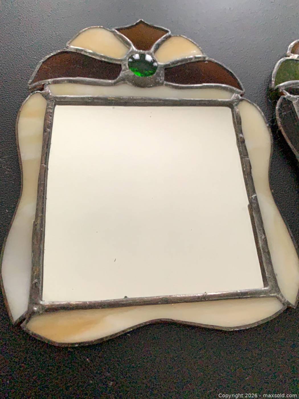 Pair stained glass framed mirrors | Maxsold
