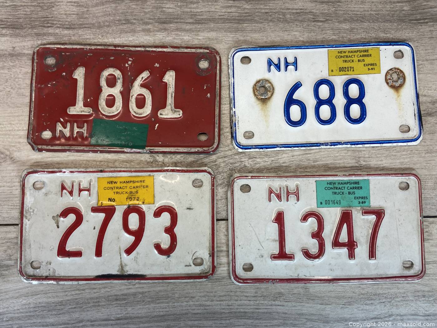 Vintage New Hampshire Contract Carrier Truck-Bus License Plates | Maxsold