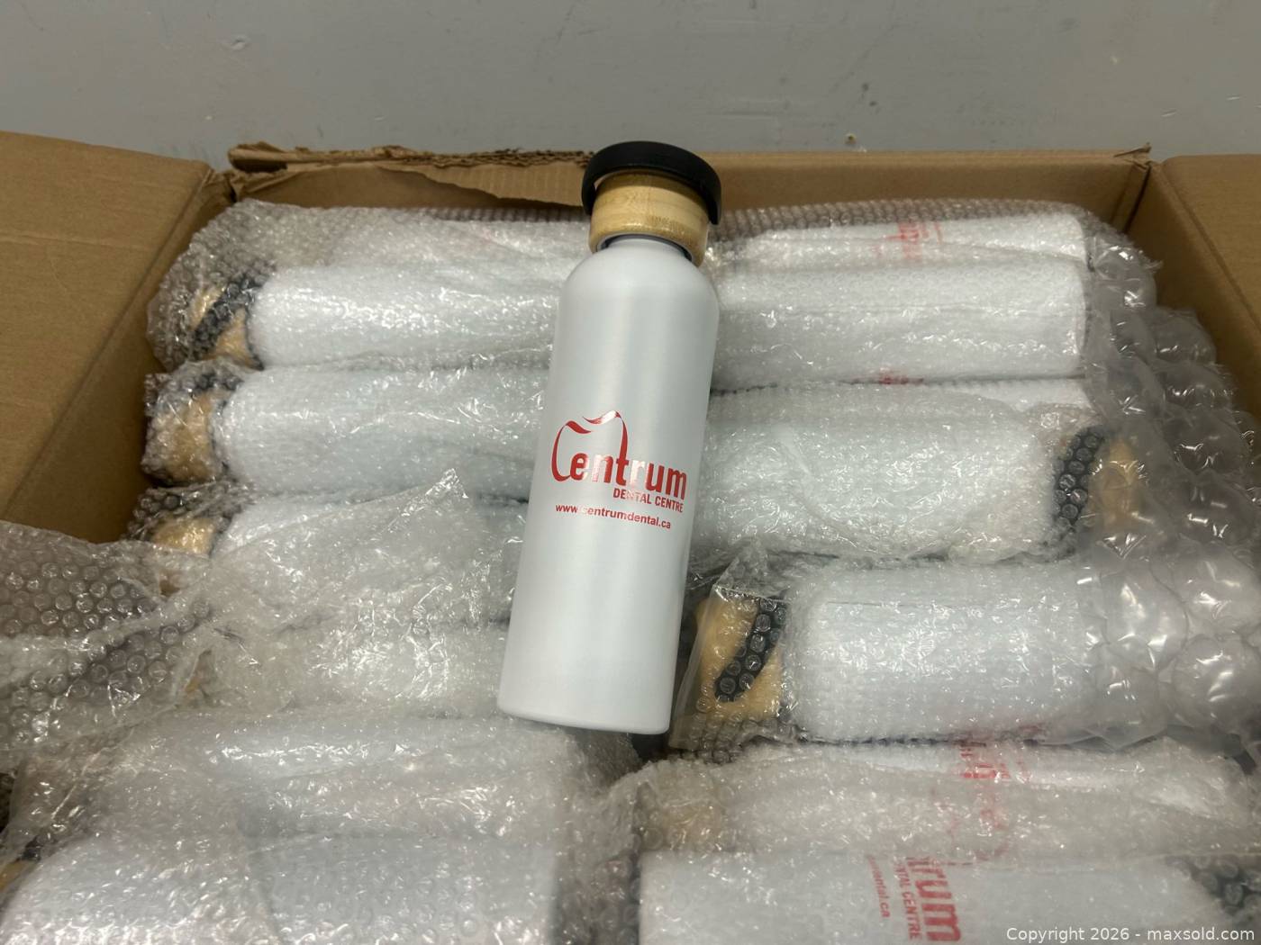 Box of promo metal bottles approx 30 | Maxsold