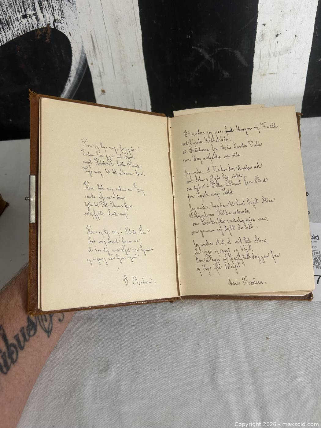 Antique Danish leather-bound poetry album diary 1891–1919 | Maxsold