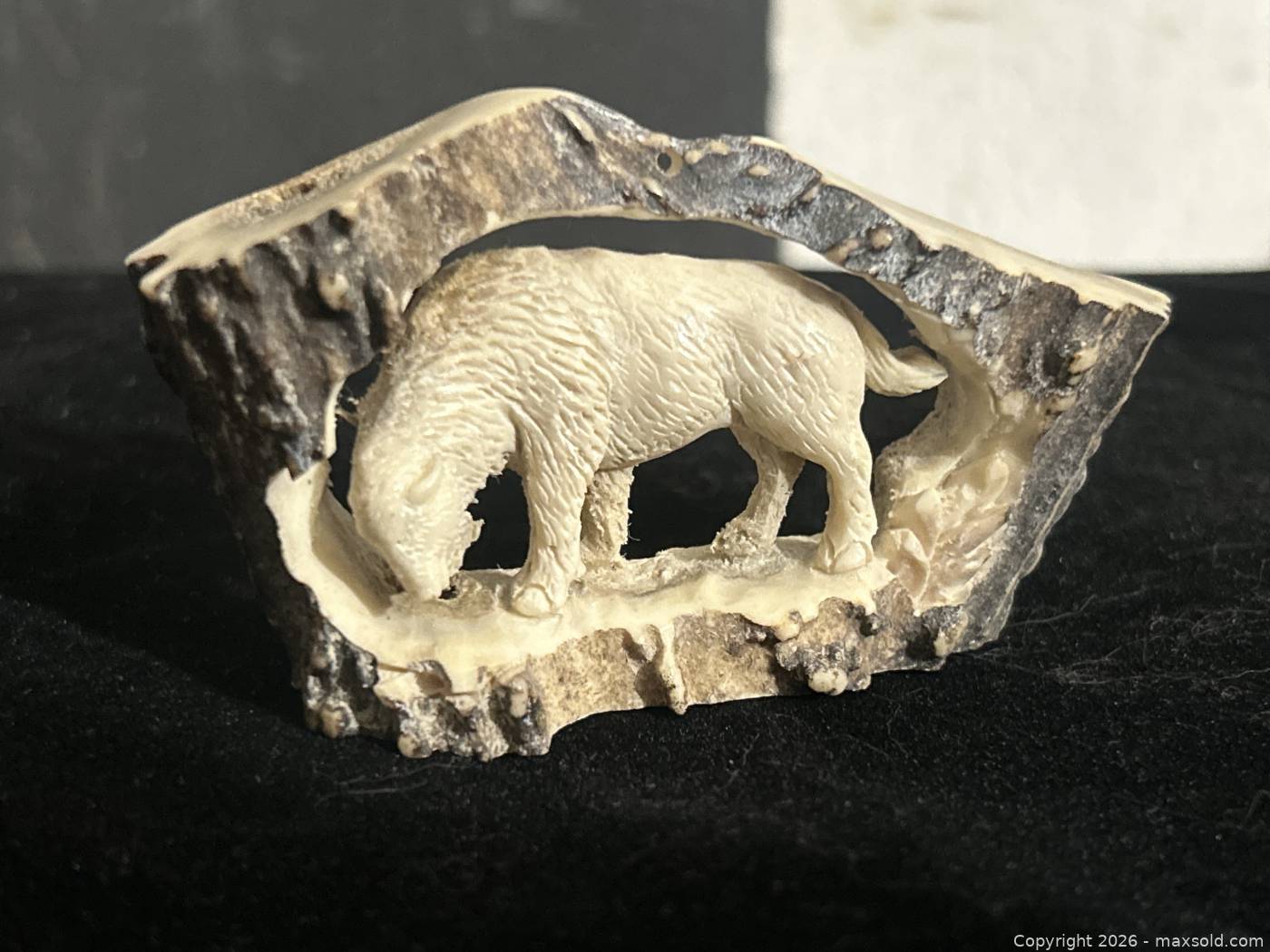 Hand-Carved Antler Bison Figurine | Maxsold