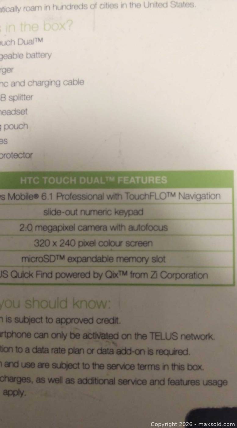 HTC Touch Dual P5310 Telus slide phone | Maxsold