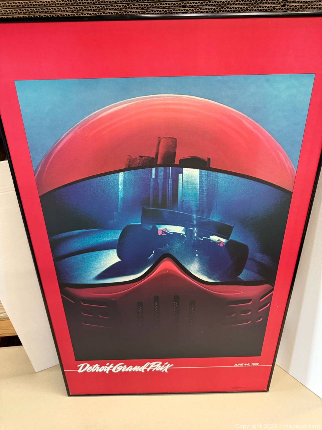 Framed Detroit Grand Prix poster, June 4–6 1982 | Maxsold