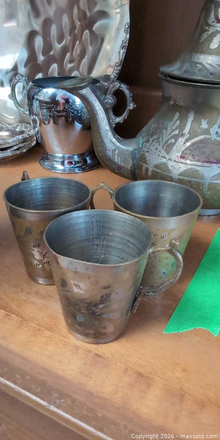 Mixed metal tea set, crystal weights | Maxsold