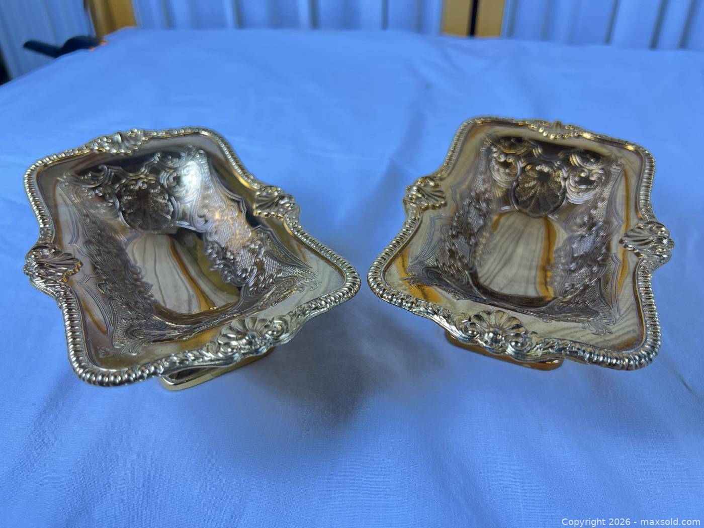 Pair Victorian Rococo Gold-Tone Trinket Trays | Maxsold
