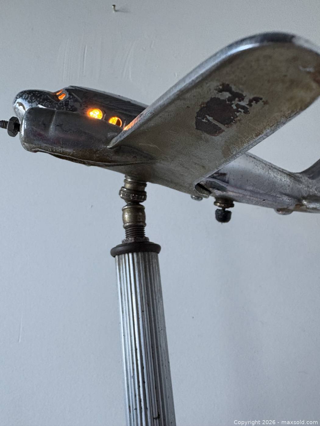 Art Deco chrome illuminated airplane ashtray lamp stand | Maxsold