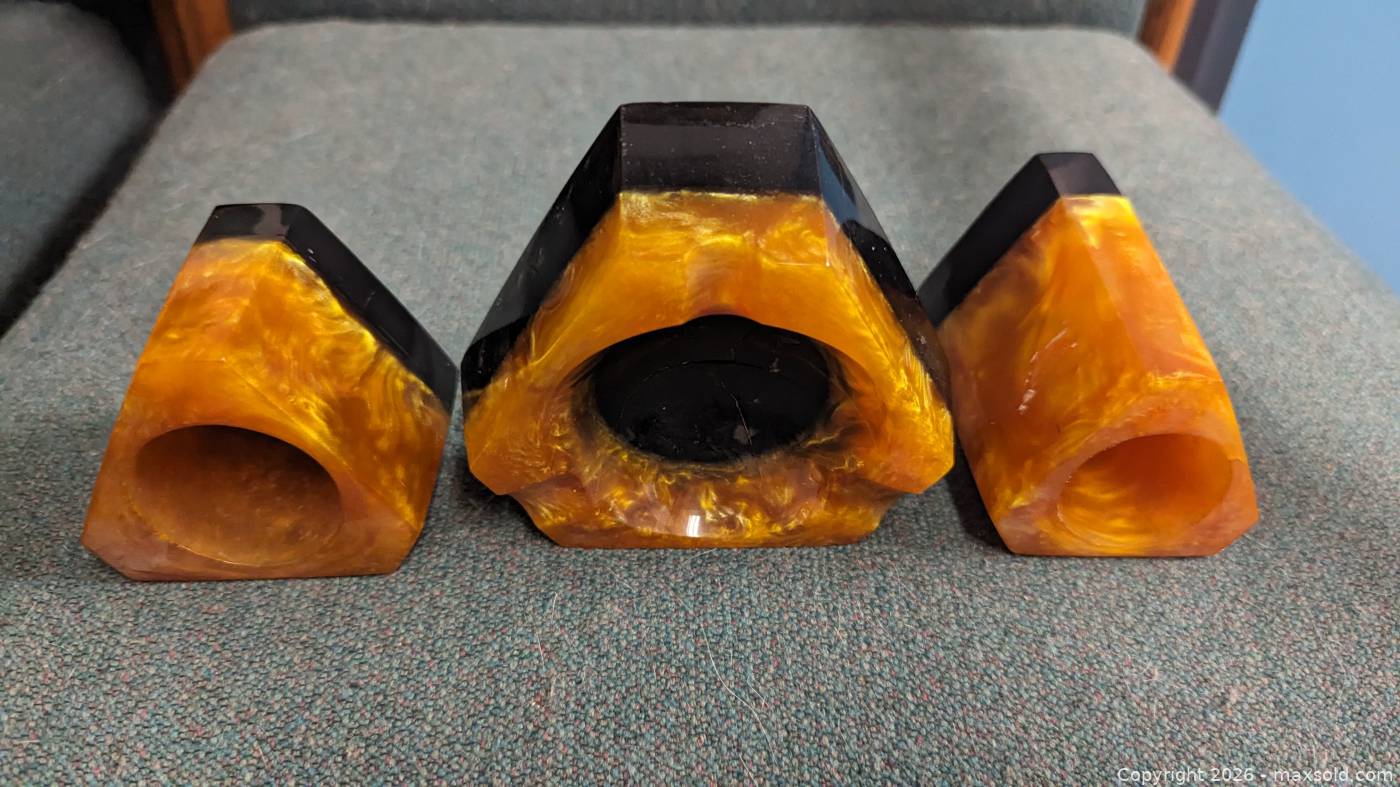 3-Piece Catalin Bakelite Lava Flow Desk Set | Maxsold