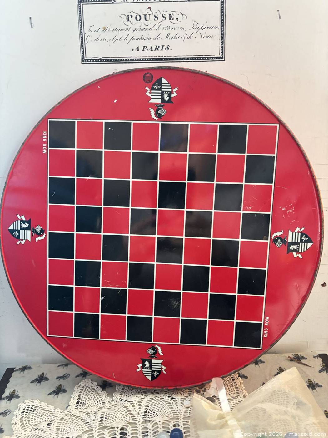 Reversible tin Chinese Checkers / Chess board with marbles | Maxsold