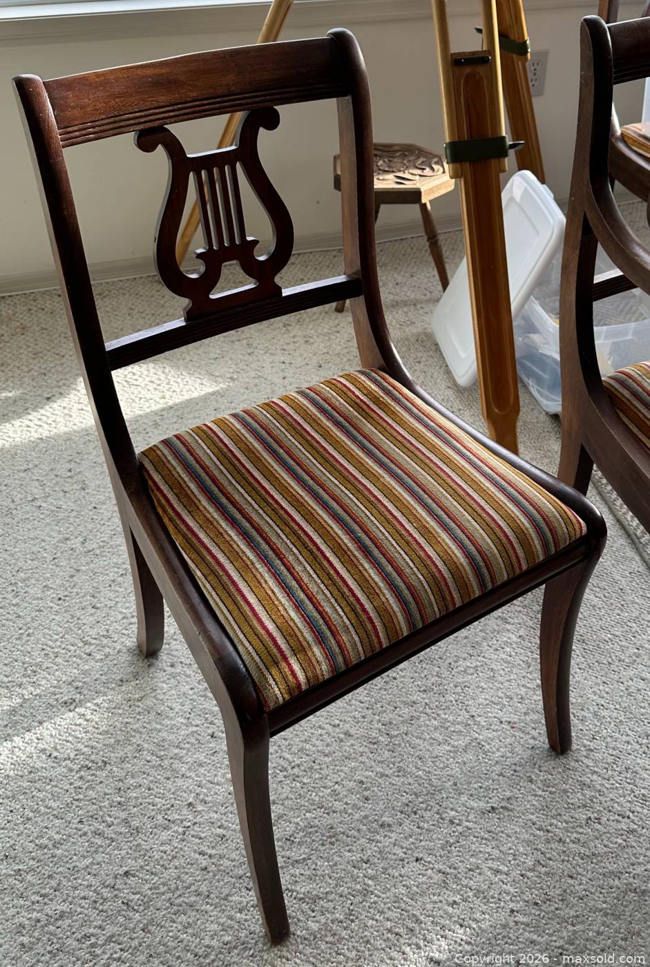 Antique lyre back wooden dining chairs set of 6 | Maxsold