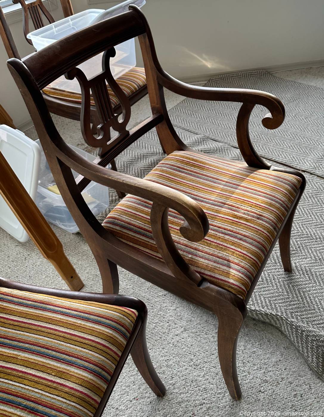 Antique lyre back wooden dining chairs set of 6 | Maxsold