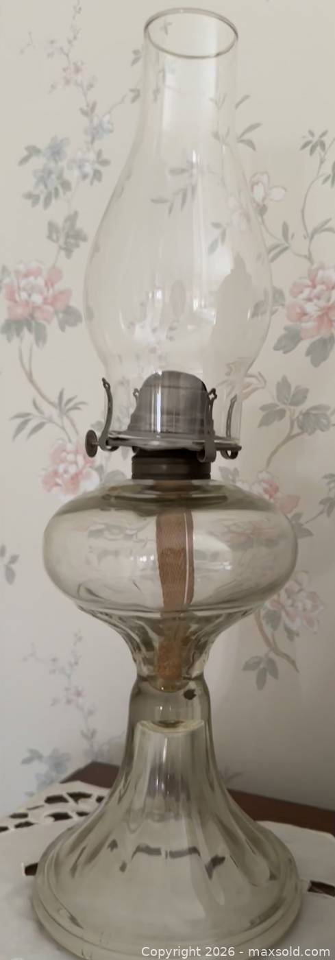 Clear Glass Hurricane Oil Lamp | Maxsold