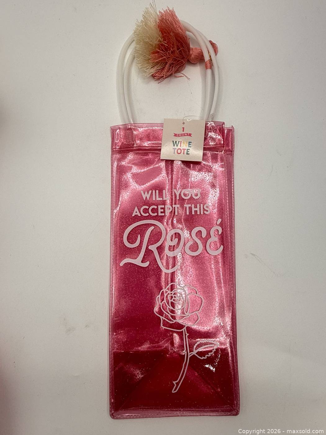 6 metallic pink single-bottle wine tote bags | Maxsold