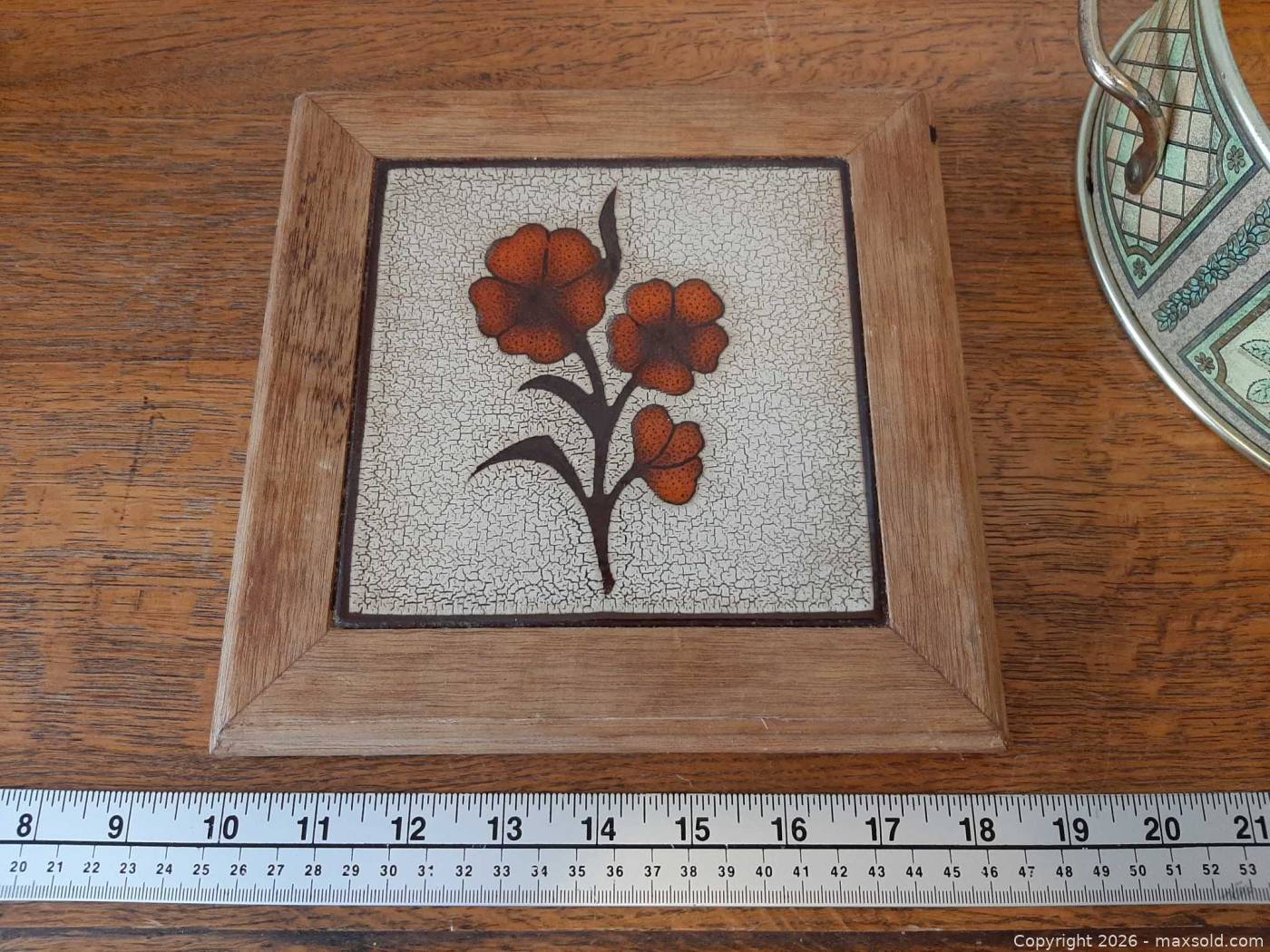 Vintage Pyrex 624 metal casserole carrier and floral ceramic tile ...