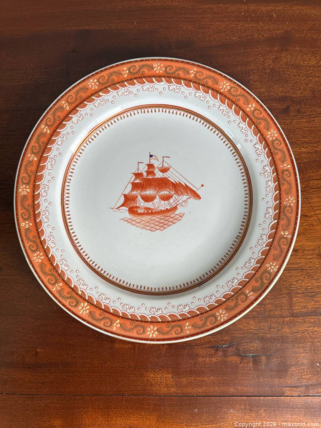 Hand-Painted Macau Ship Porcelain Plate 10" | Maxsold