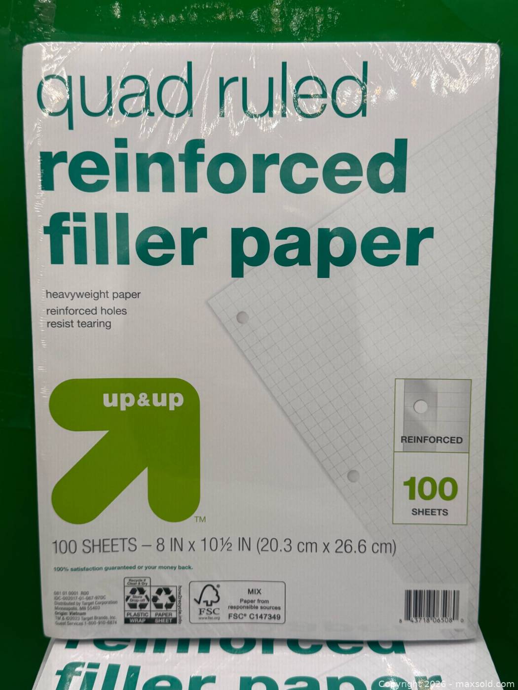 8 packs quad ruled reinforced filler paper | Maxsold