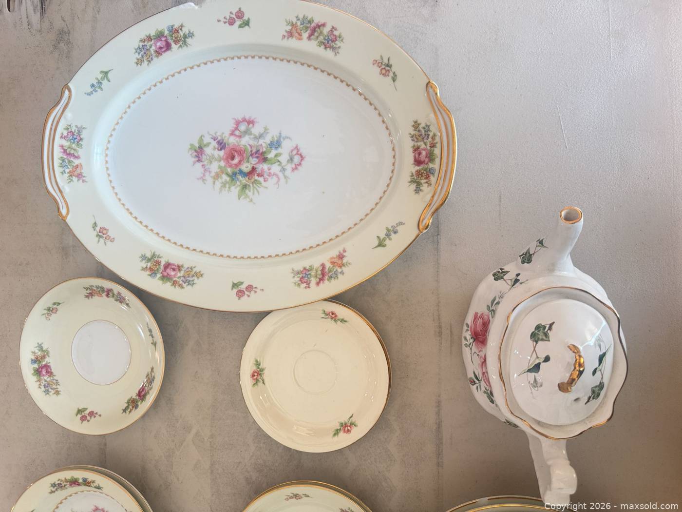 Noritake floral china dinnerware set with crystal bowl | Maxsold