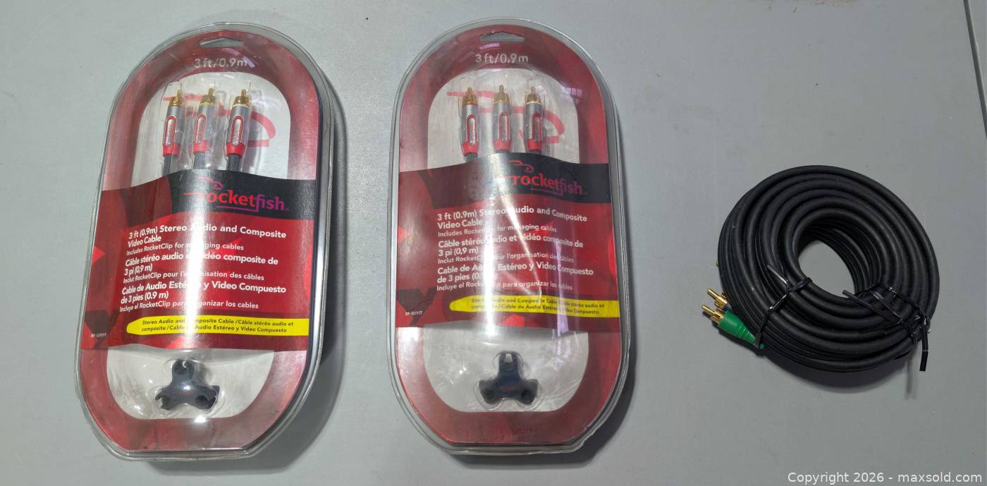Rocketfish RF-G1117 component/composite RCA cables, 3-ft, 3 pcs | Maxsold
