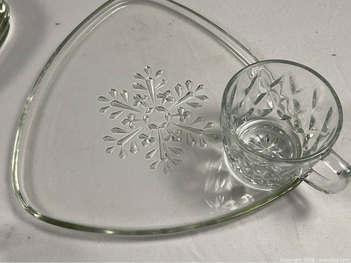 Vintage glass snack sets, crystal cream & sugar | Maxsold