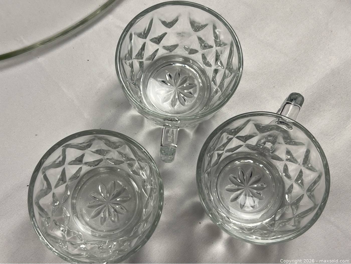 Vintage glass snack sets, crystal cream & sugar | Maxsold