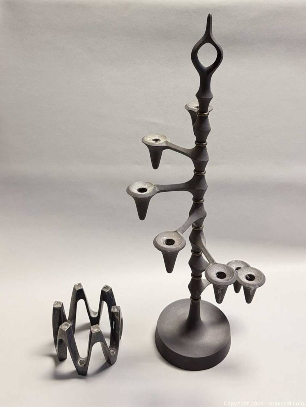 Dansk cast iron Candle Tree and Crown candelabras | Maxsold