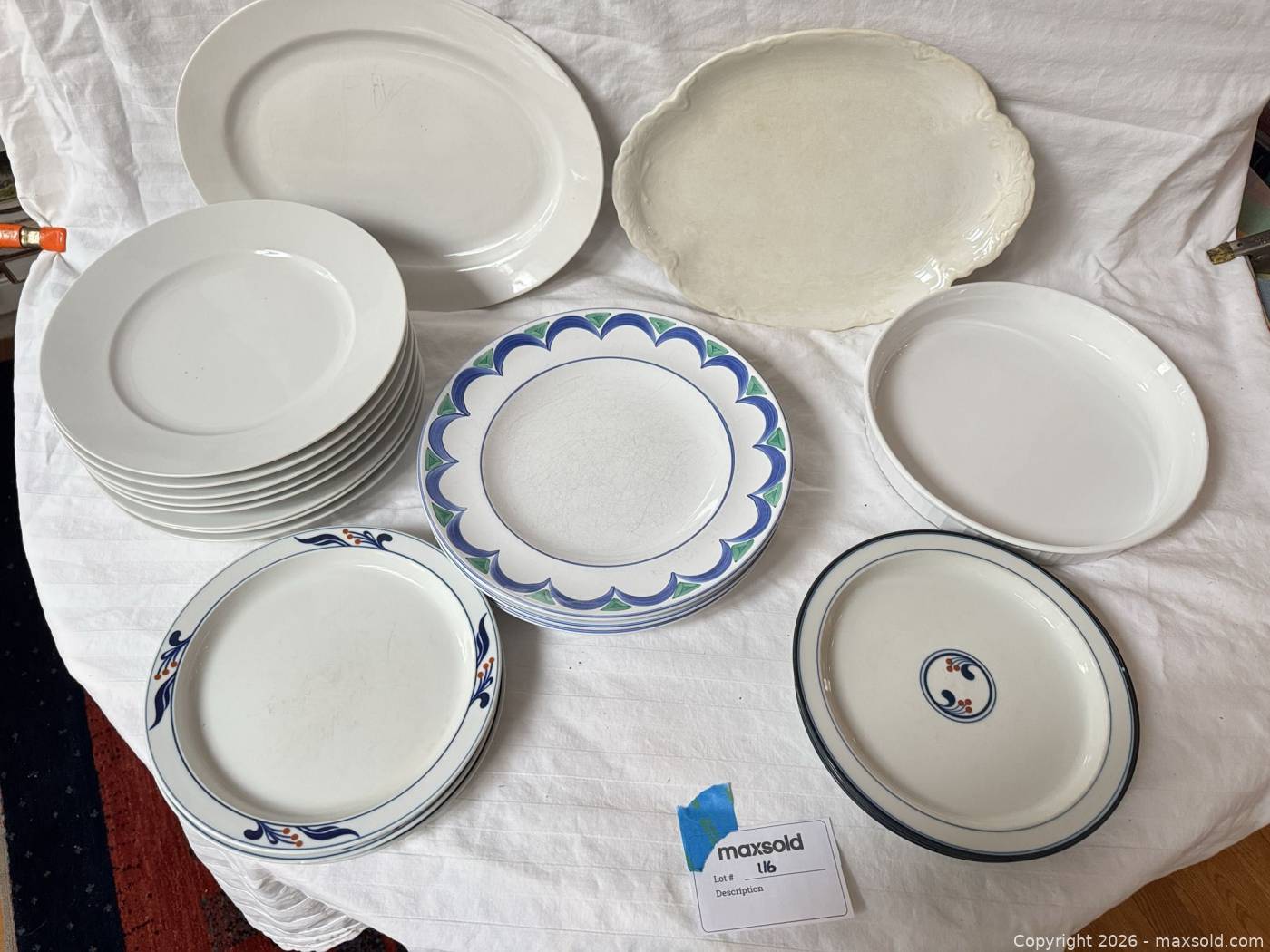 Mixed ceramic dinnerware and platters | Maxsold