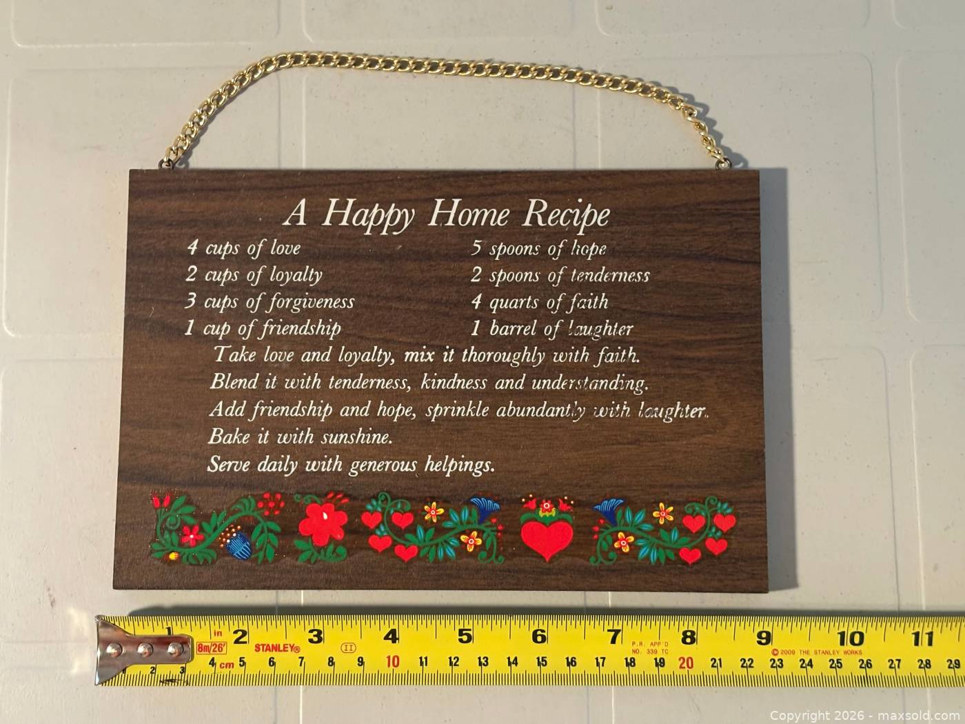 Wooden hanging plaque A Happy Home Recipe | Maxsold