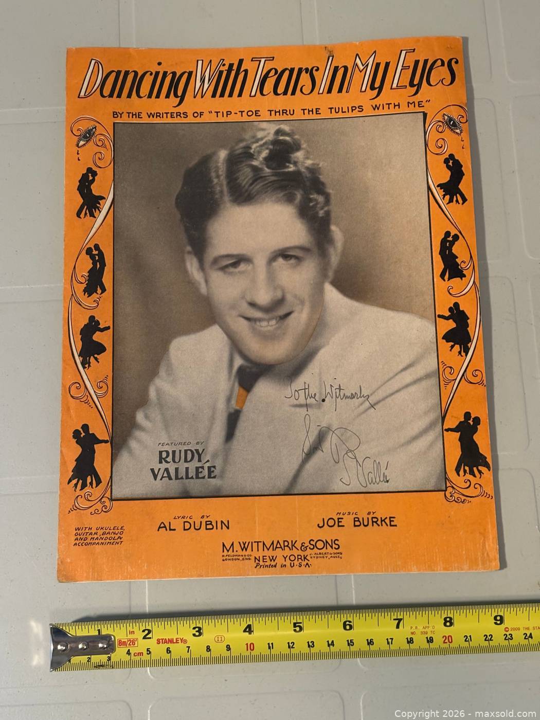 Vintage Dancing With Tears In My Eyes Sheet Music Autographed Rudy ...
