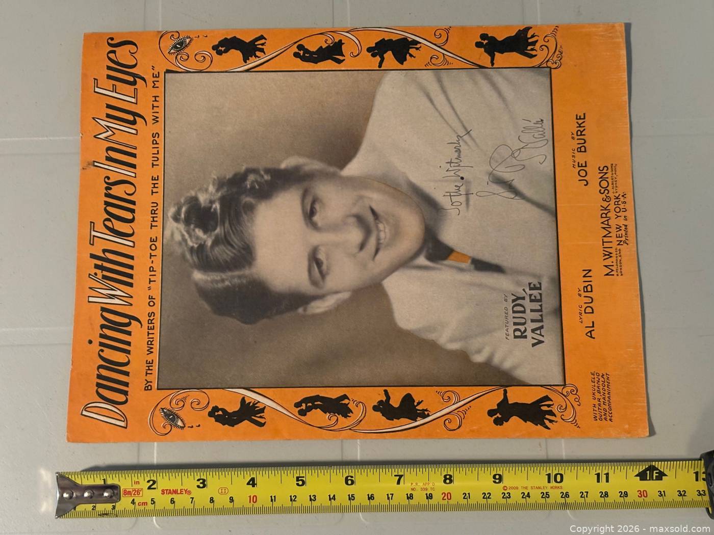 Vintage Dancing With Tears In My Eyes Sheet Music Autographed Rudy ...