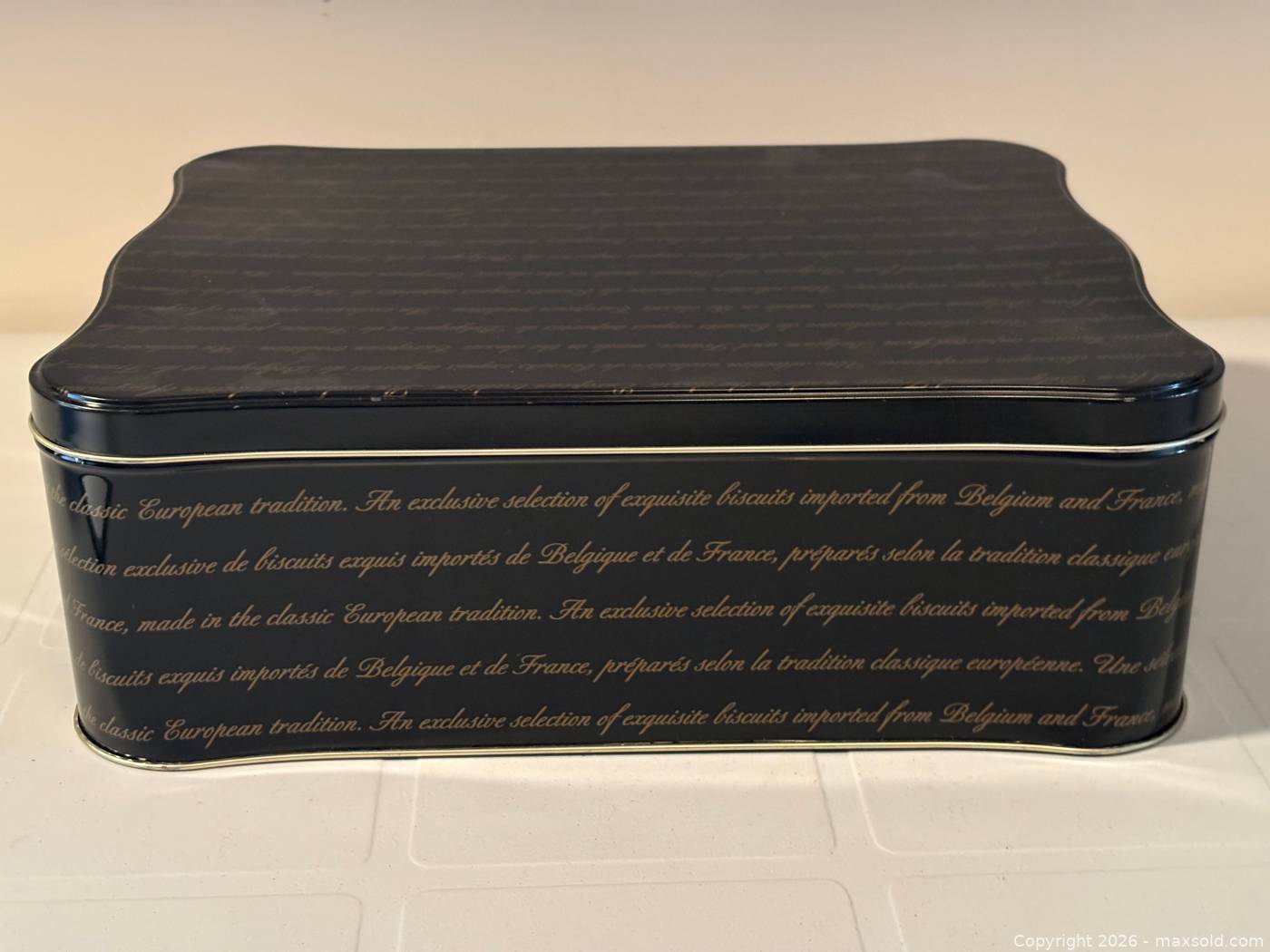 Vintage black Belgium & France chocolates tin | Maxsold