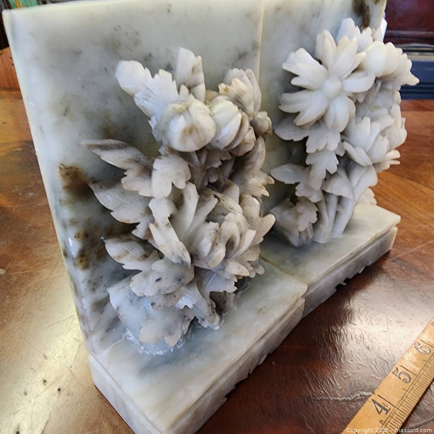 Carved Stone Floral Bookends | Maxsold