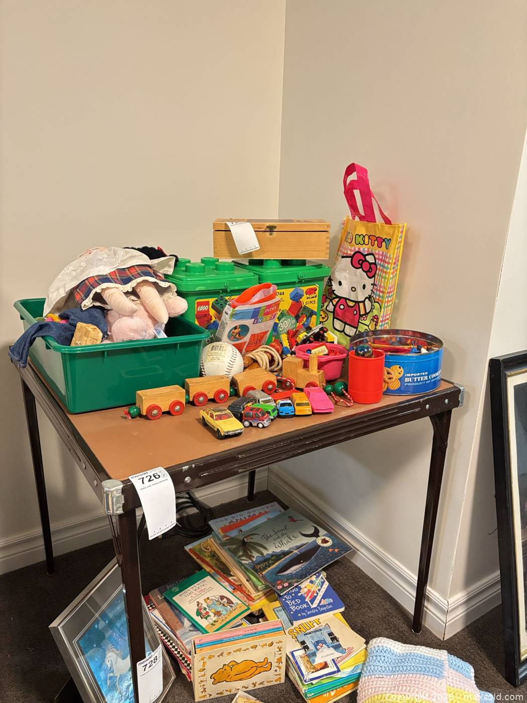 Folding brown metal card table | Maxsold