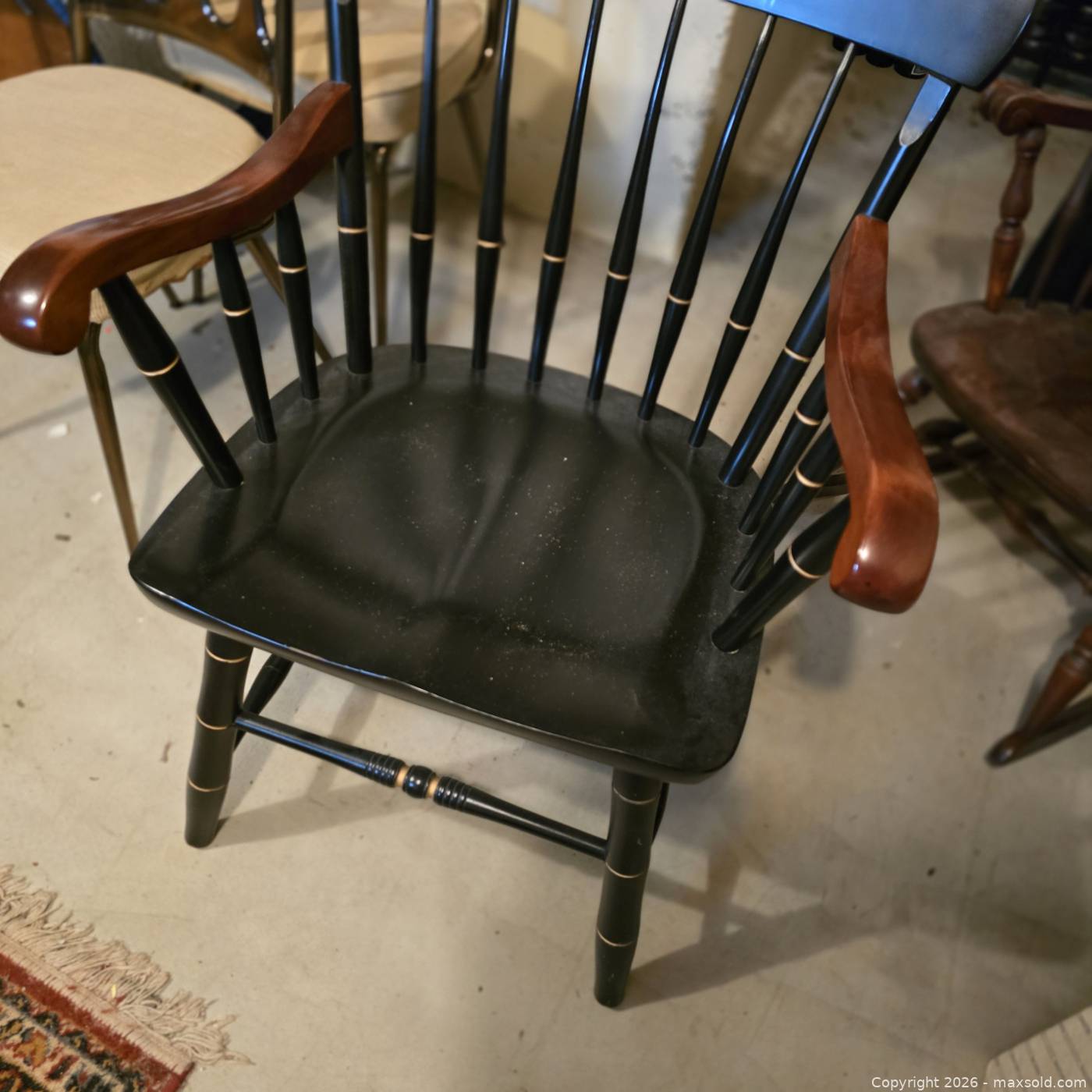 Windsor-Style Captain's Armchair with UMass Crest | Maxsold