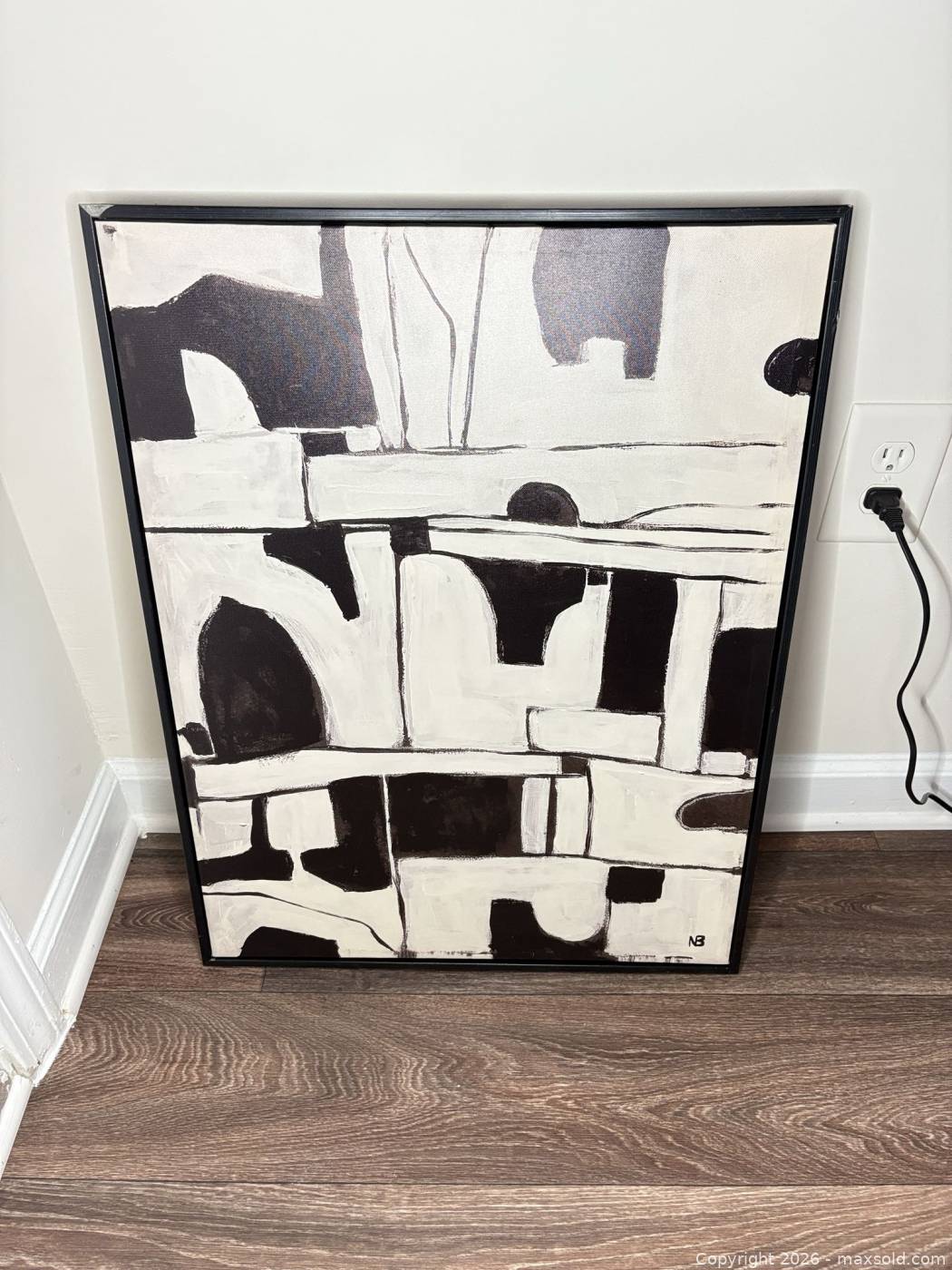 Framed monochrome abstract canvas wall art 20" x 30" | Maxsold