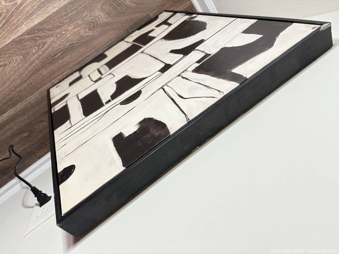 Framed monochrome abstract canvas wall art 20" x 30" | Maxsold