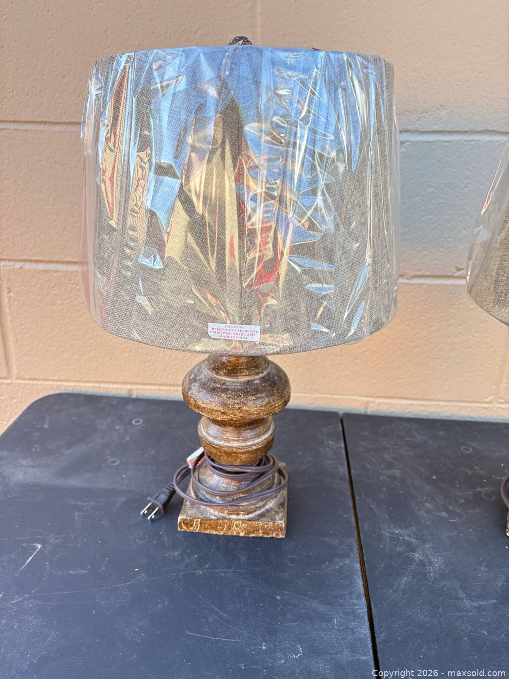 Pair of rustic distressed table lamps | Maxsold