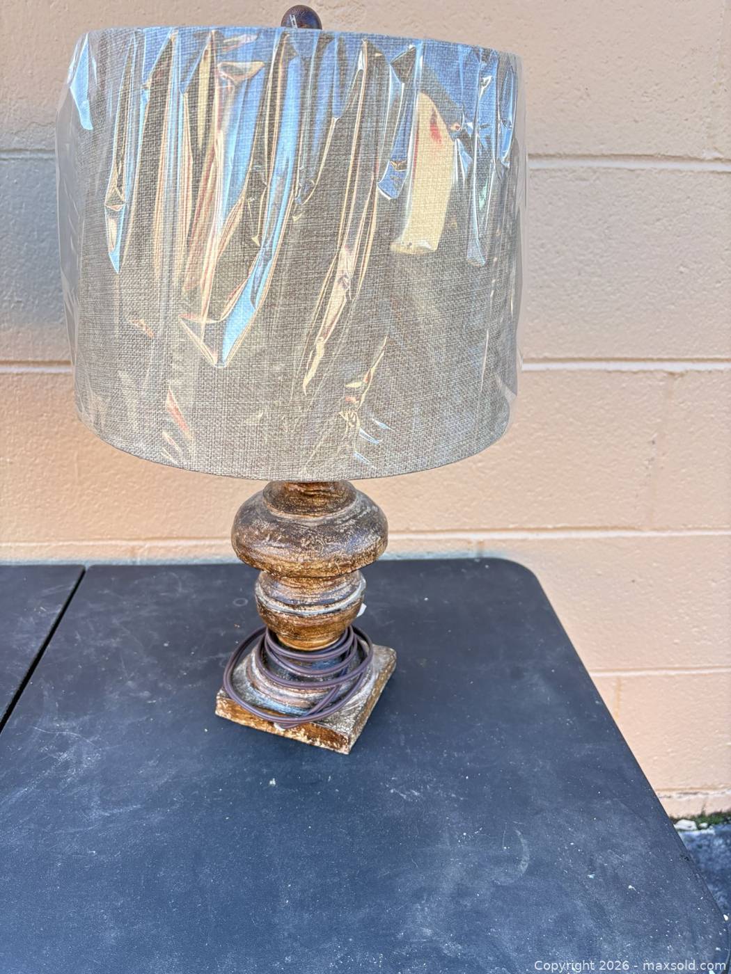 Pair of rustic distressed table lamps | Maxsold