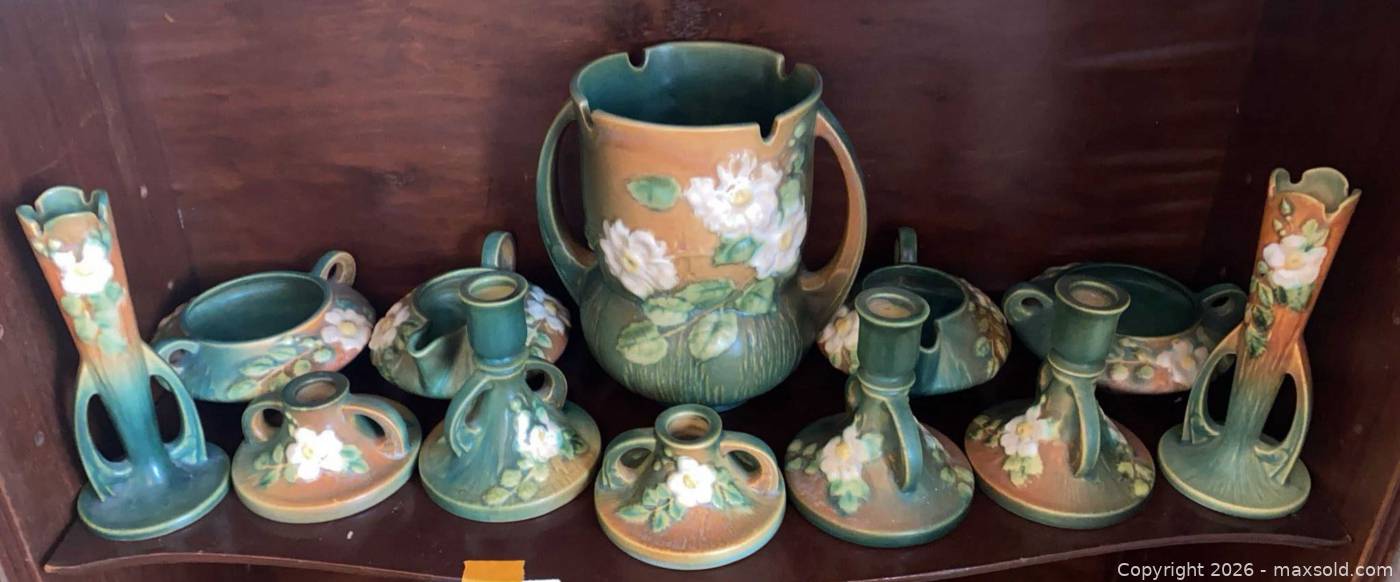 Roseville White Rose Pottery Collection | Maxsold