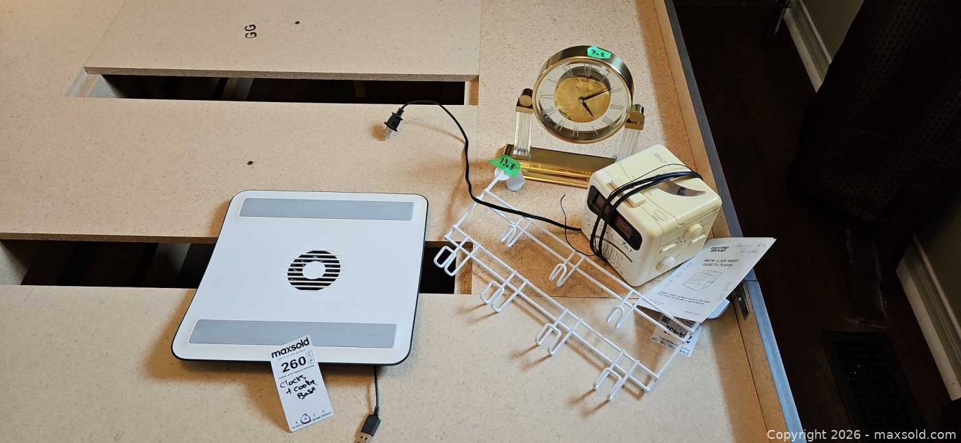 Mantel Analog Clock And Microsoft Notebook Cooling Base | Maxsold