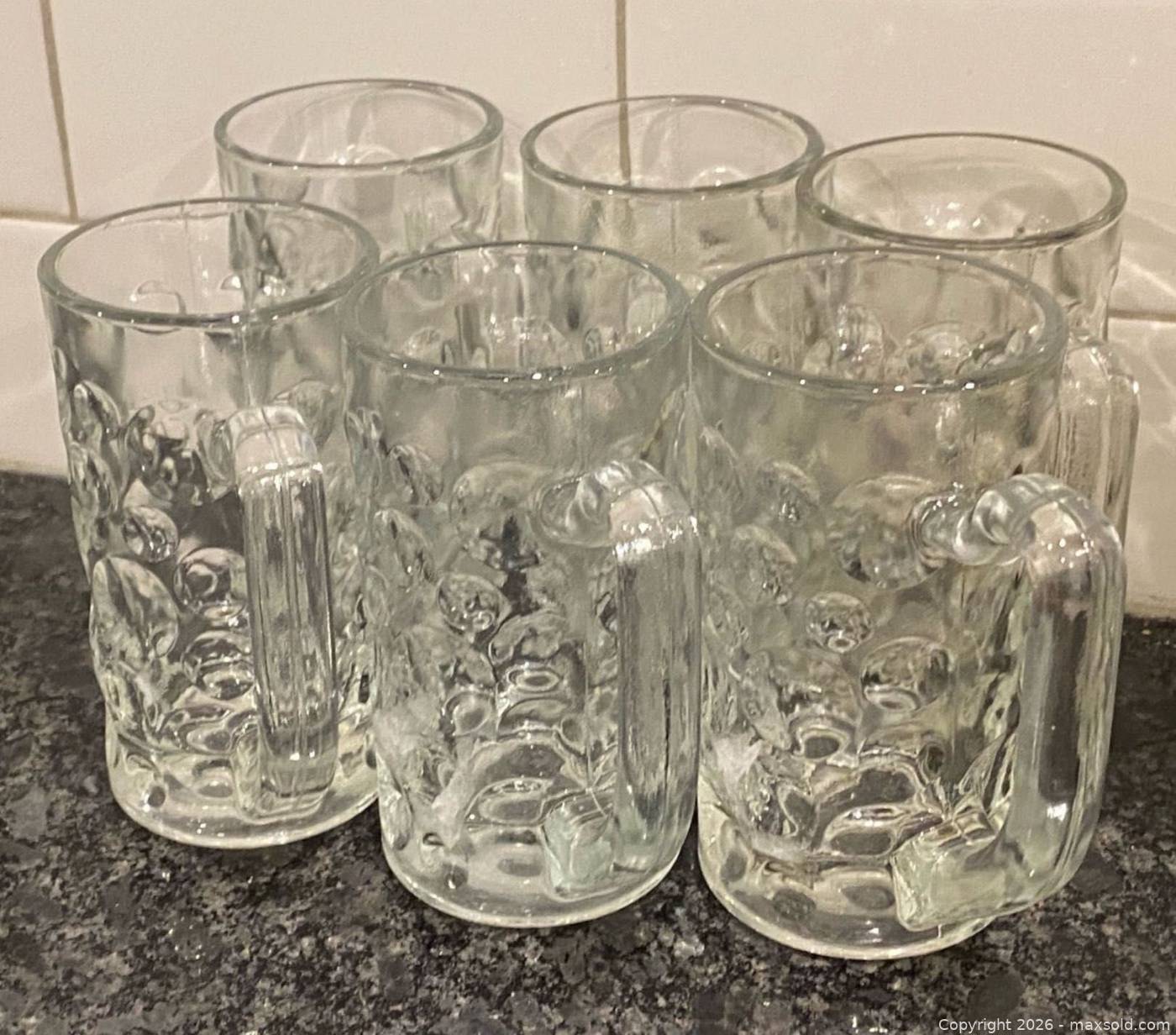 Dimpled Glass Beer Steins, Set of 6 | Maxsold